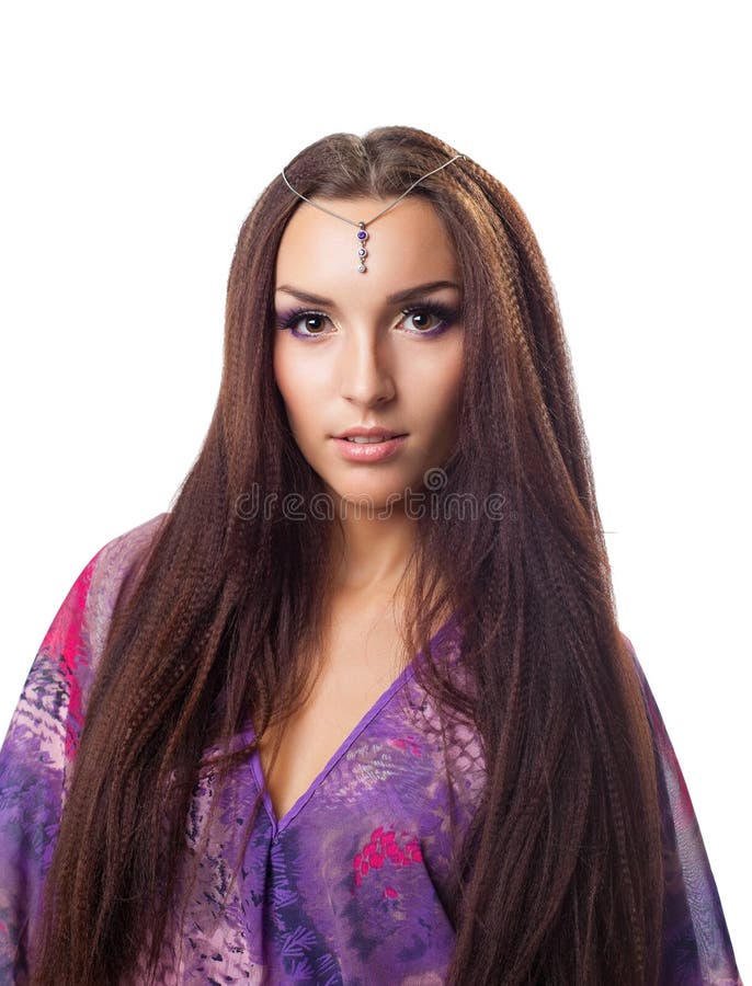 Cute Woman Portrait in Indi Style Cloth and Bindi Stock Photo - Image ...