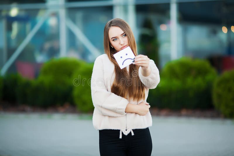 Cute Woman Stressed from Work while Outdoors Stock Image - Image of ...