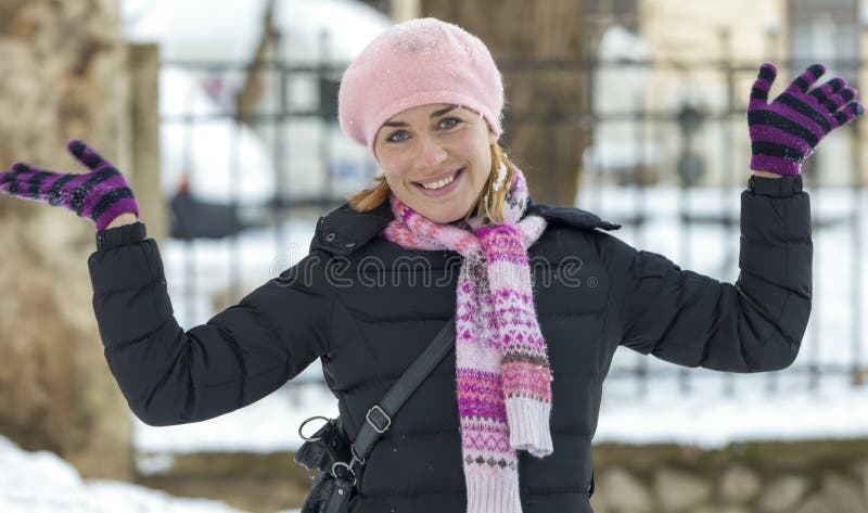 Cute woman waving hello stock photo. Image of greeting - 28145488