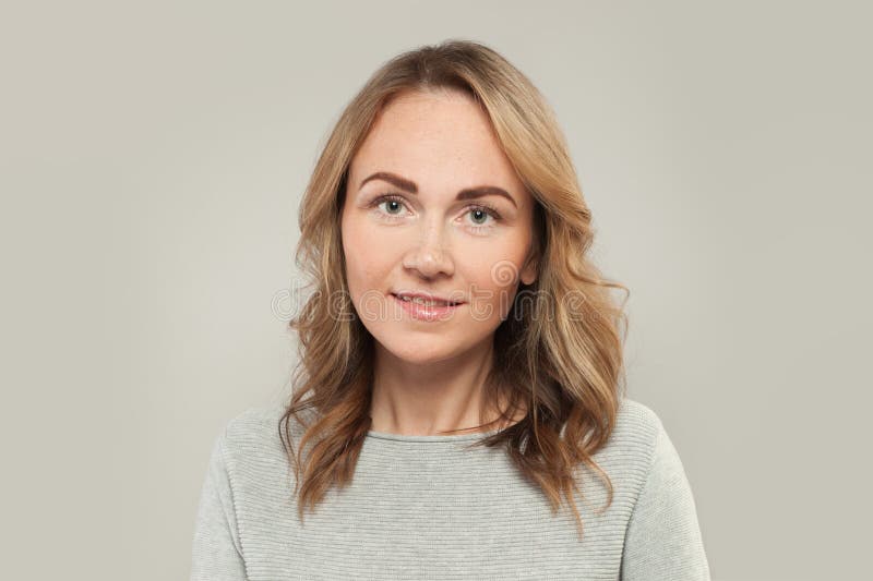 Cute Woman on White Background, Portrait Stock Image - Image of smart ...