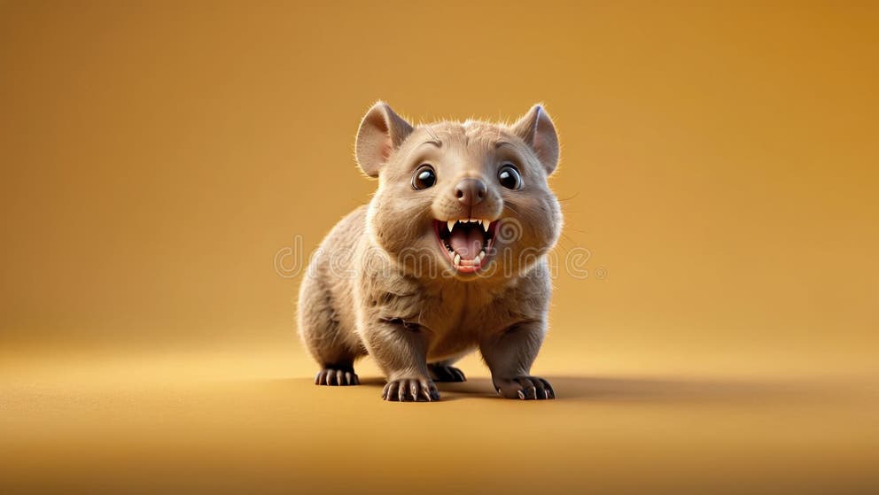 Cute Wombat with Big Smile. Stock Illustration - Illustration of studio ...