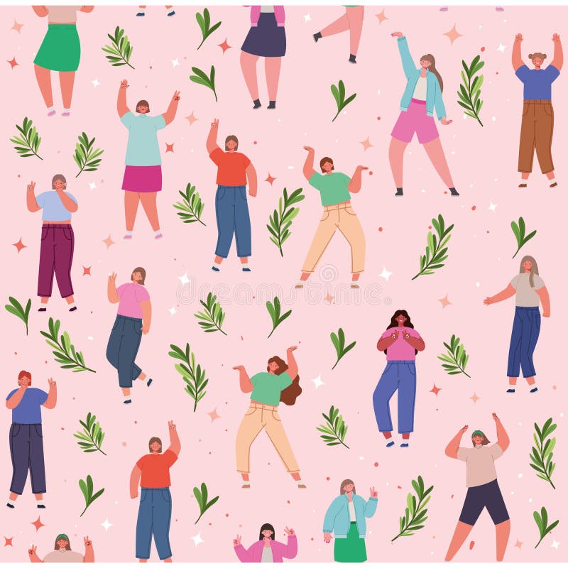 Cute women group stock vector. Illustration of pattern - 242662485