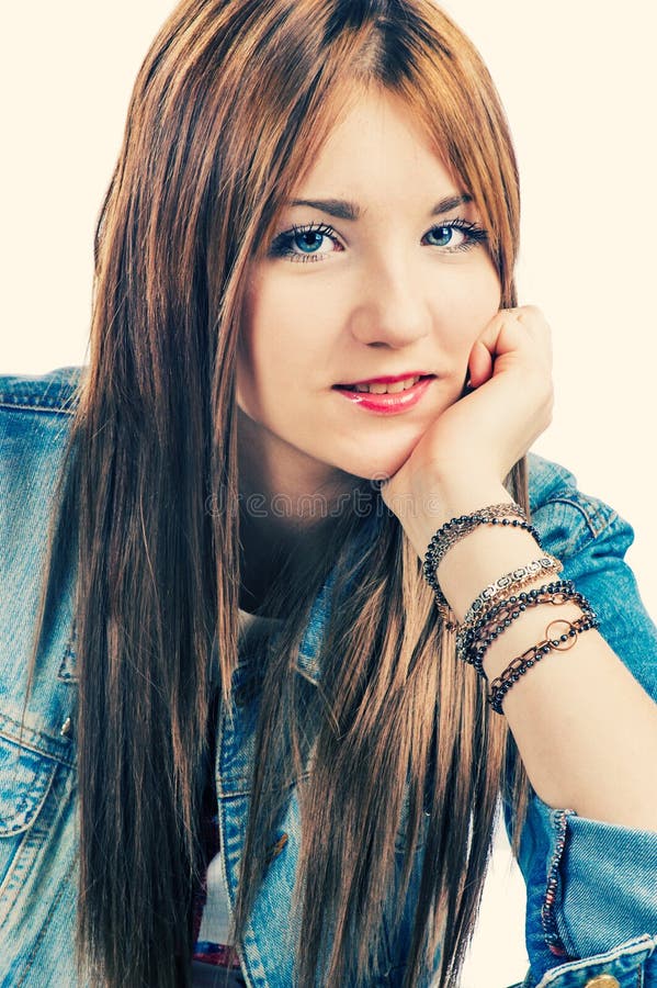 Cute Women Looking at Camera Stock Image - Image of happy, jacket: 39551781