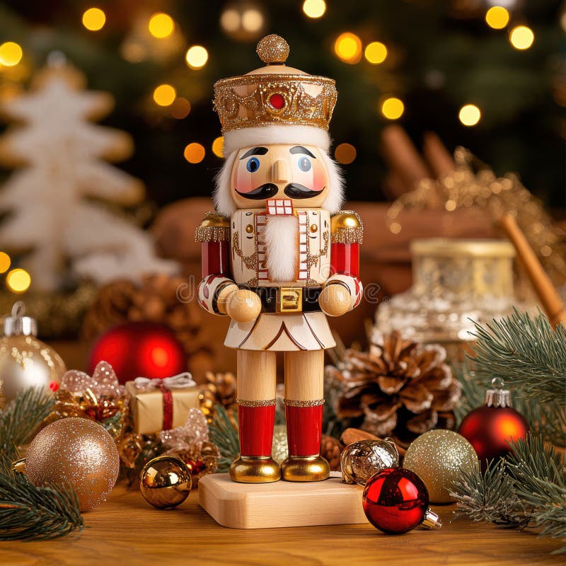 Cute Wooden Nutcracker with Christmas Ornament. AI Generative Stock ...