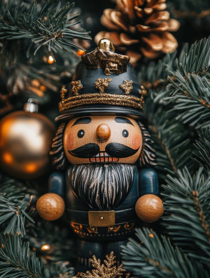 Cute Wooden Nutcracker with Christmas Ornament. AI Generative Stock ...