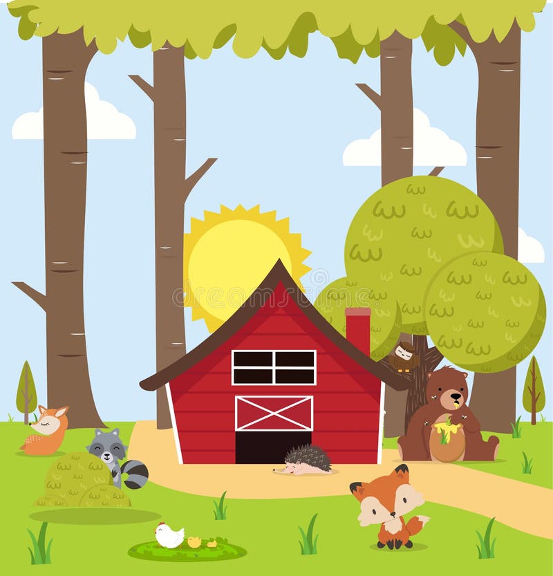 Cute Woodland Forest Animals Cartoon Stock Vector - Illustration of ...