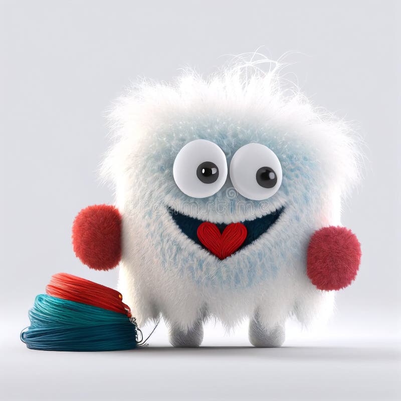 Cute Wool Monster with Heart Stock Illustration - Illustration of ...