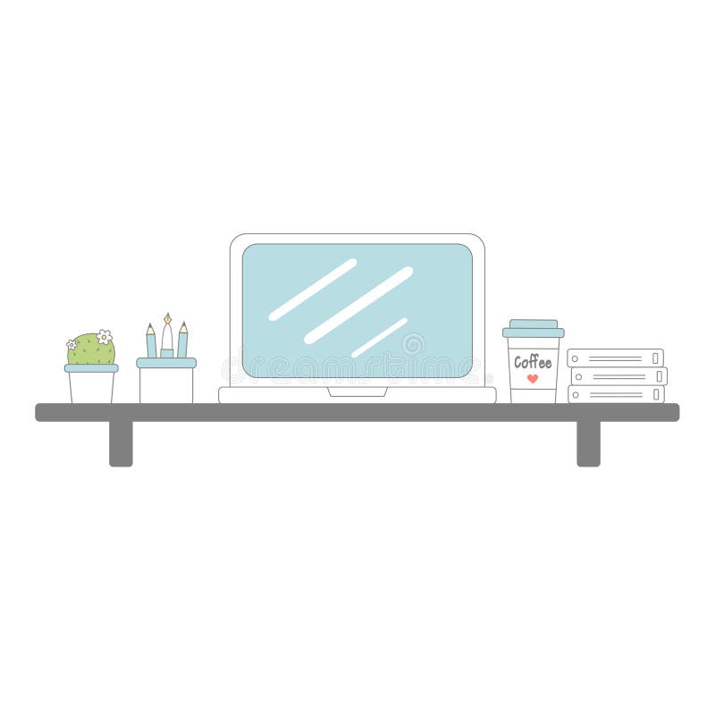 Cute Workplace Vector Illustration Stock Vector - Illustration of ...