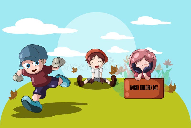 Cute World Children Day Character Design Illustration Stock Vector ...