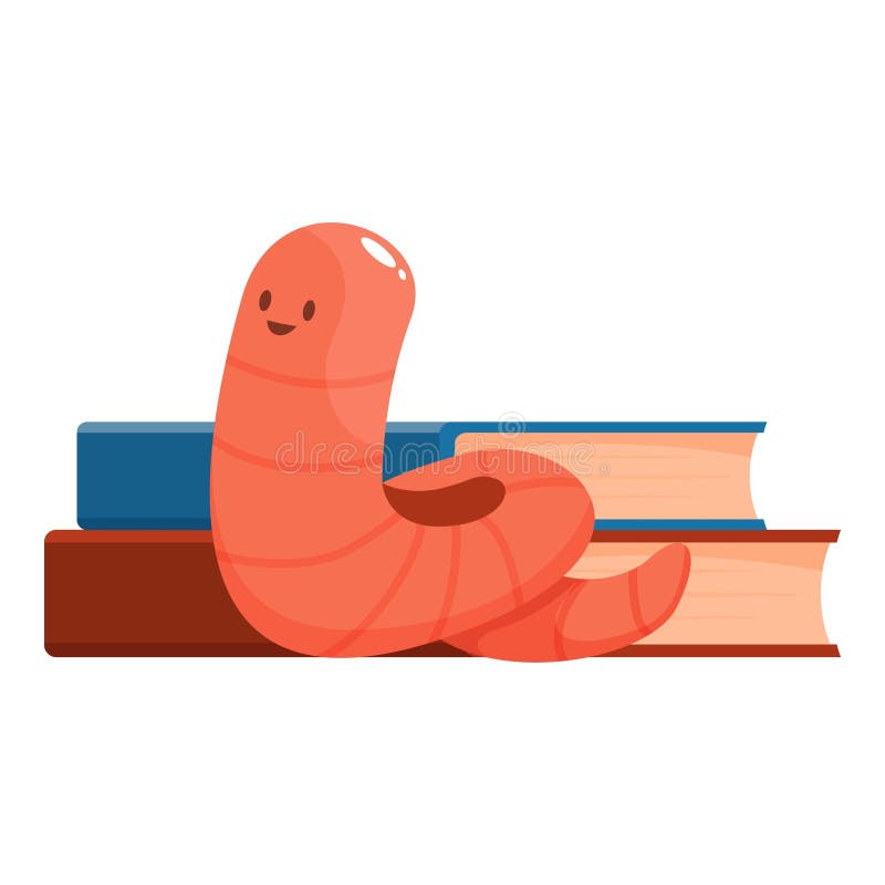 Cute Worm Relaxing on Stack of Books after Studying Stock Vector ...