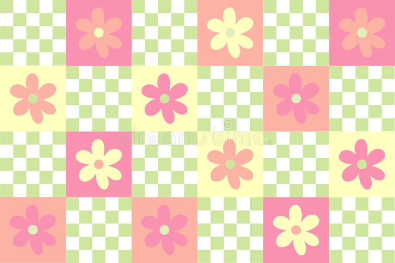 Cute Y2k Patchwork Floral Seamless Pattern Background. Pastel Colored ...