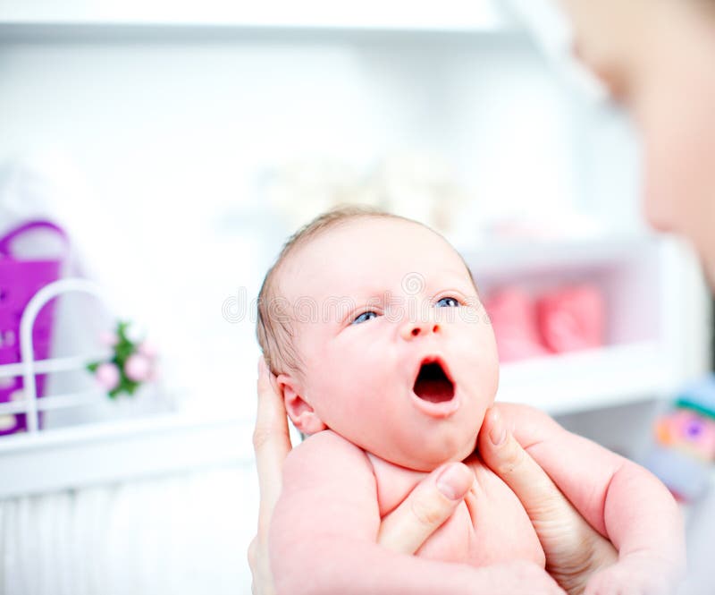 Tiny Baby Asleep in Furry Baby Grow Stock Photo - Image of child ...