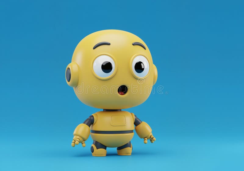Cute Yellow Artificial Intelligence Robot with a Surprised Look on His ...