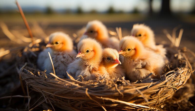 Cute Yellow Baby Chicken Hatching in Nature Generated by AI Stock Image ...