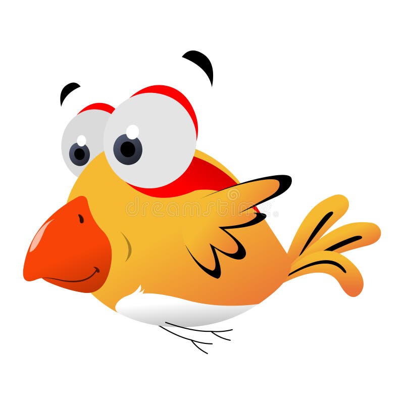 Cute Yellow Bird Cartoon Flying Stock Illustration - Illustration of ...