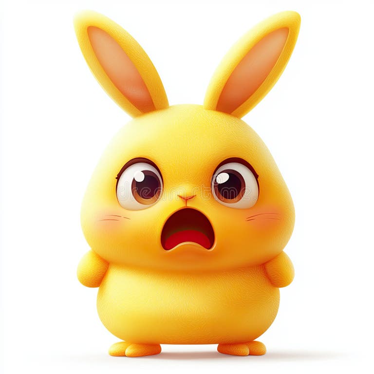 Cute Yellow Bunny with Big Eyes and Surprised Expression Stock ...