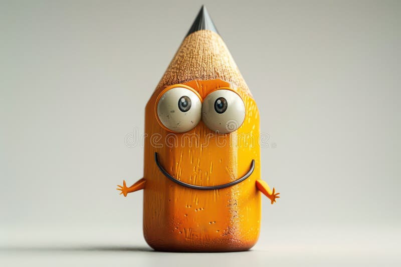 Cute Yellow Cartoon Character School Drawing Pencil. Generative AI ...