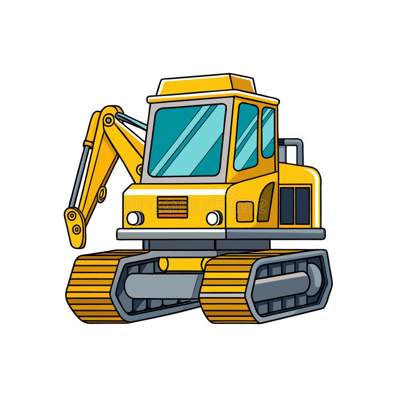 Cartoon Excavator Digging Dirt on White Background Illustration Stock ...