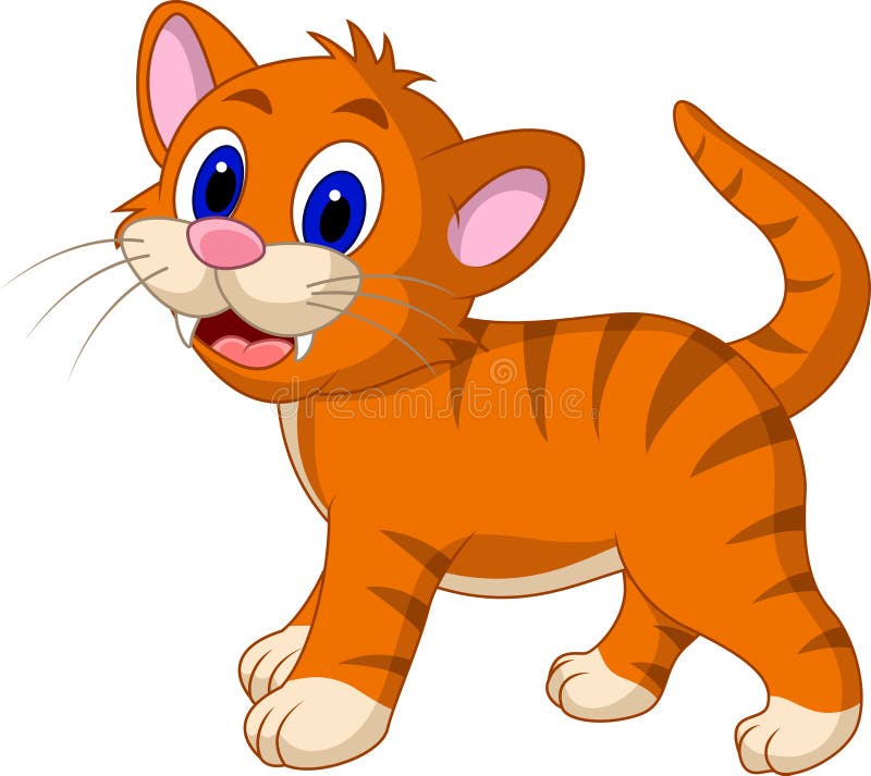 Cute yellow cat cartoon stock illustration. Illustration of animal ...