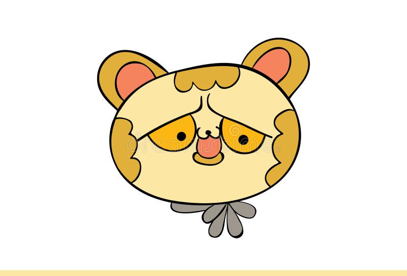 Cute Yellow Cat Emoji Upset. Stock Illustration - Illustration of happy ...