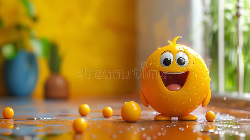 Cute Yellow Character with Smiling Face.Cute Yellow Character with ...