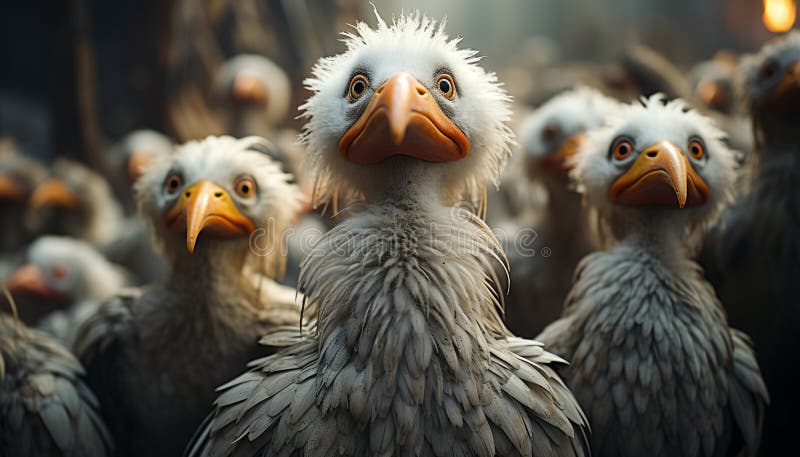 Cute Yellow Chick with Beak in Close Up Generated by AI Stock ...