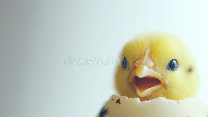 A Cute Yellow Chick Emerging from Its Egg in Gentle Light Stock Photo ...