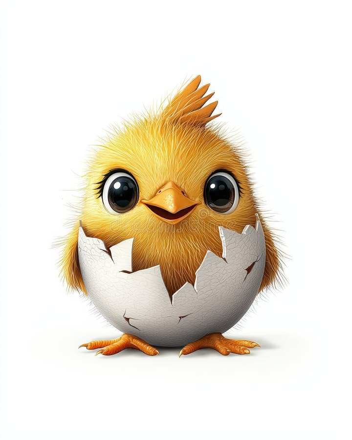 A Cute Yellow Chick Emerging from Its Eggshell Representing the Joy of ...