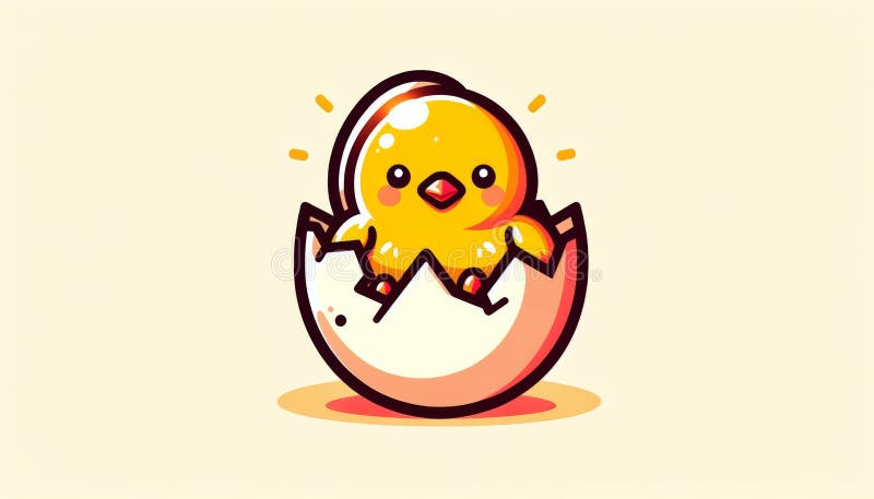 Cute Yellow Chick Hatching from Egg Shell Pixel Art Stock Illustration ...