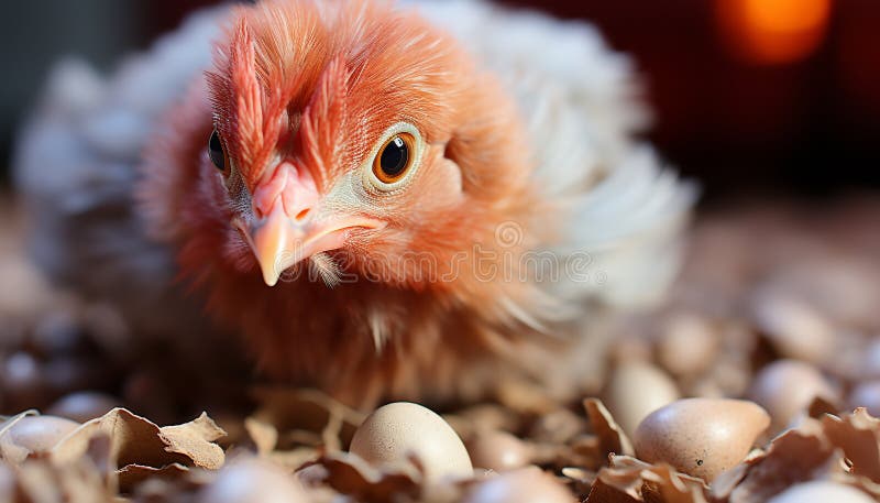 Cute Yellow Chick Hatching, Looking at Camera on Farm Generated by AI ...