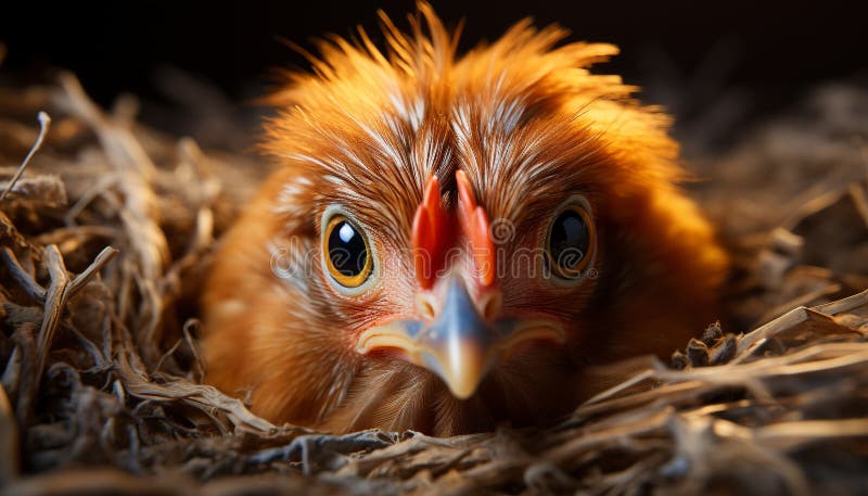 Cute Yellow Chick Hatching in Nature, Surrounded by Fluffy Feathers ...
