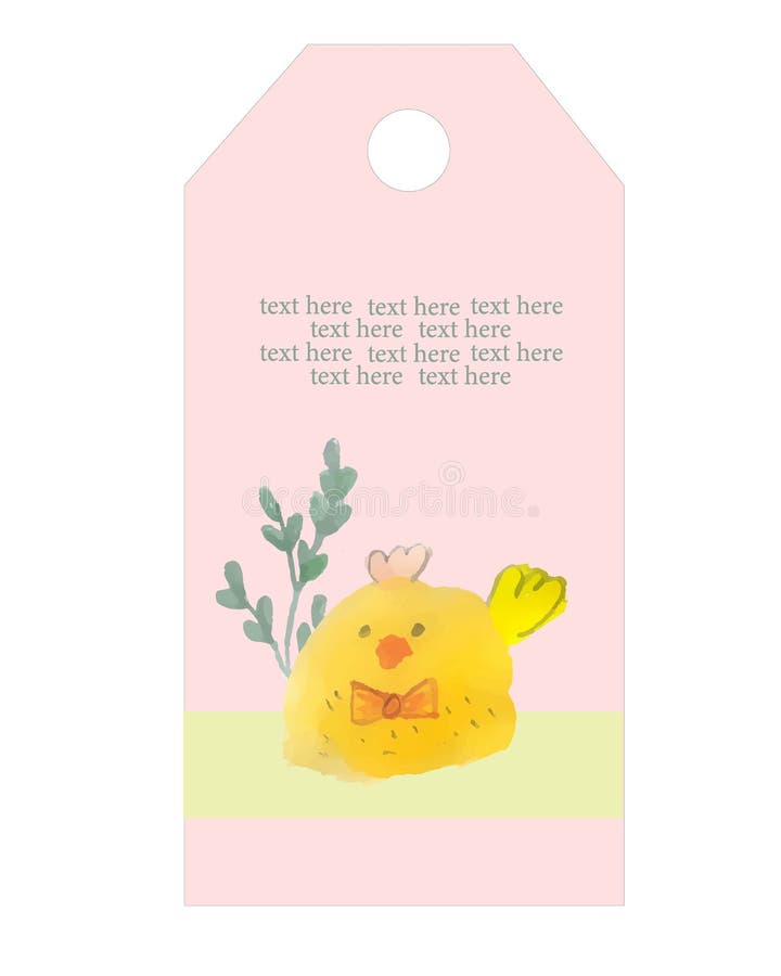 Cute Yellow Chick Under a Green Bush. Easter. Tag or Banner, Postcard ...