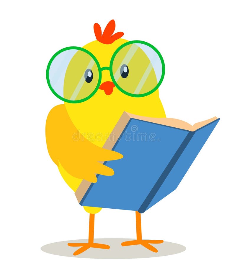 Cute Yellow Chicks Reading a Book Stock Illustration - Illustration of ...