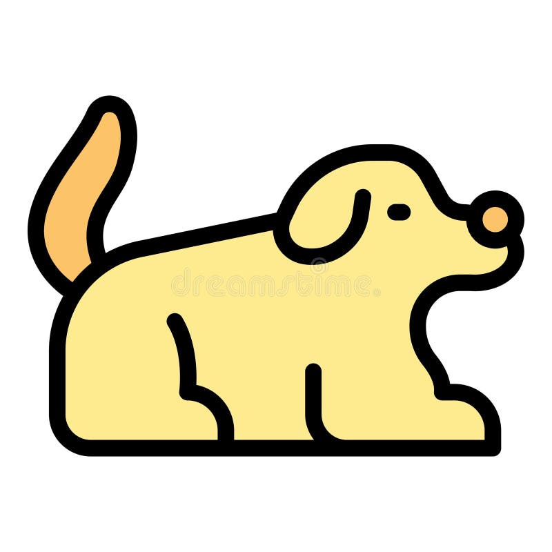 Cute Yellow Dog Lying Down Wagging Tail Cartoon Stock Vector ...