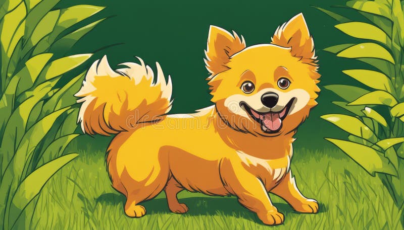 A Cute Yellow Dog with a Pink Tongue Stock Illustration - Illustration ...