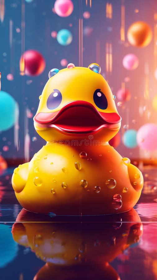 A Cute Yellow Ducky Generative AI Stock Illustration - Illustration of ...