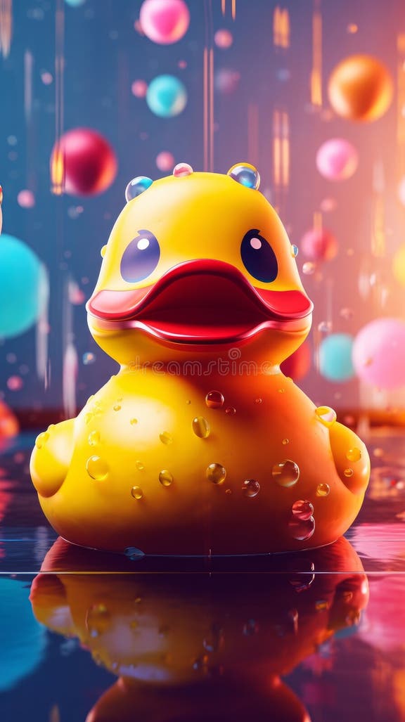 A Cute Yellow Ducky Generative AI Stock Illustration - Illustration of ...