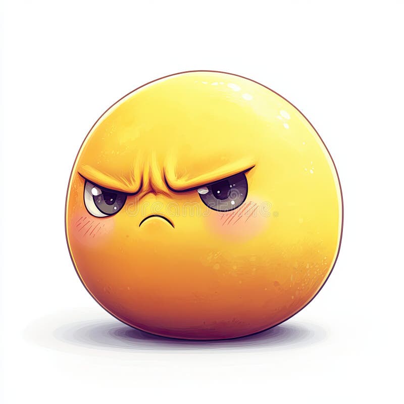 Cute Yellow Emoji with Sulky Expression and Puffed Cheeks Stock ...