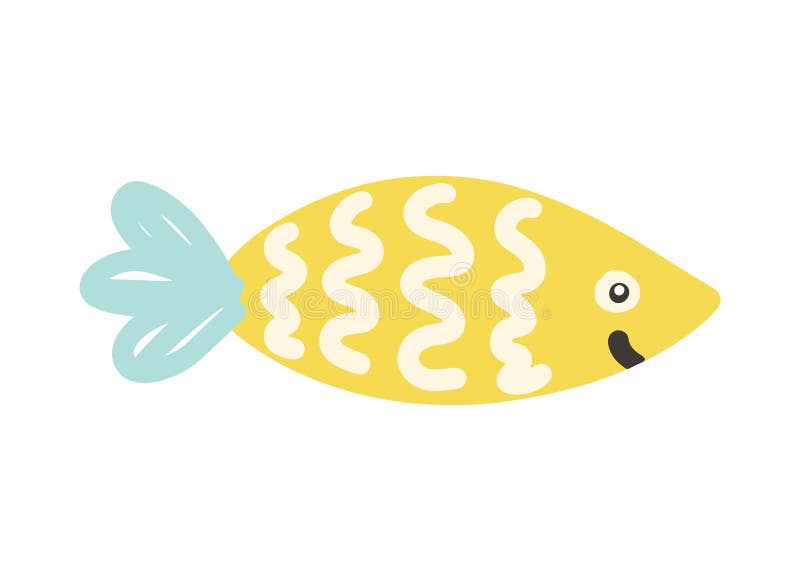 Cute Yellow Fish Isolated on White Background Stock Illustration ...