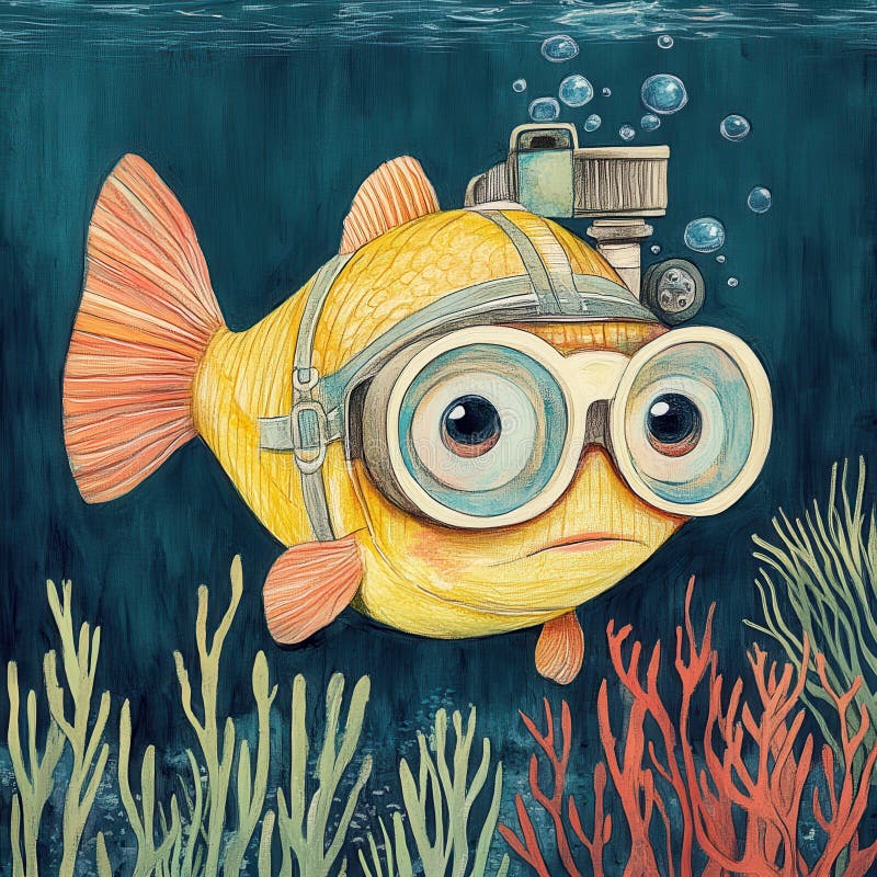 Cute Yellow Fish Wearing Goggles Underwater Stock Photos - Free ...