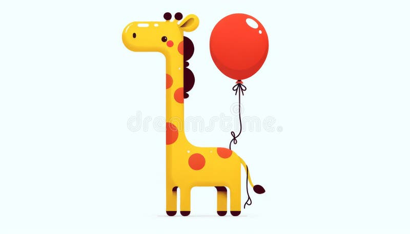 Cute Yellow Giraffe with Red Balloon Pixel Art Illustration Stock ...