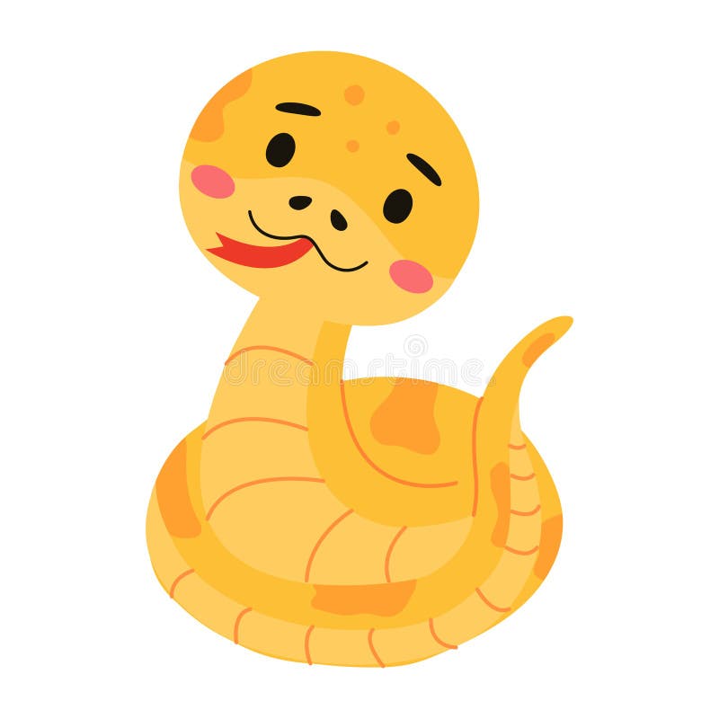 Cute Yellow Insularis Snake Cartoon Stock Vector - Illustration of ...