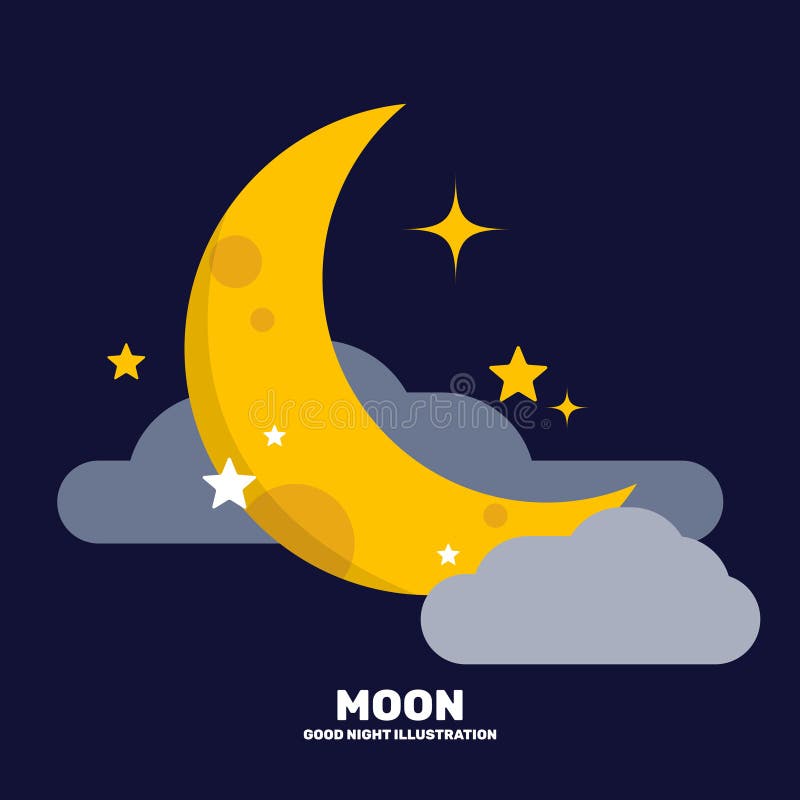 Cute Yellow Moon with Twinkle Star Vector Illustration Design , Isolate ...