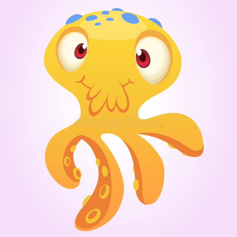 Cute Red Octopus Cartoon. Vector Isolated. Stock Vector - Illustration ...