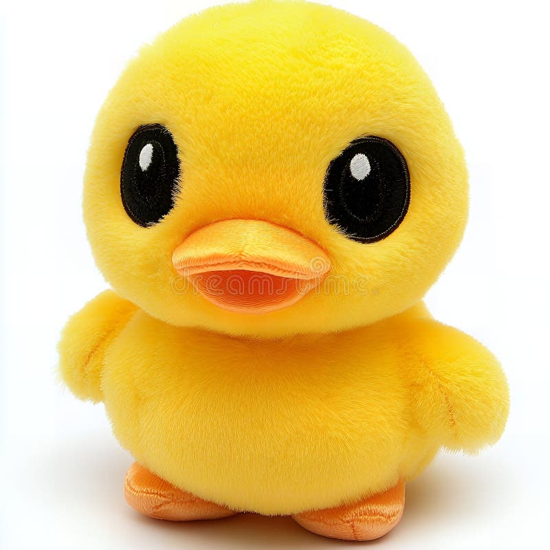 Cute yellow plush duck toy stock illustration. Illustration of white ...
