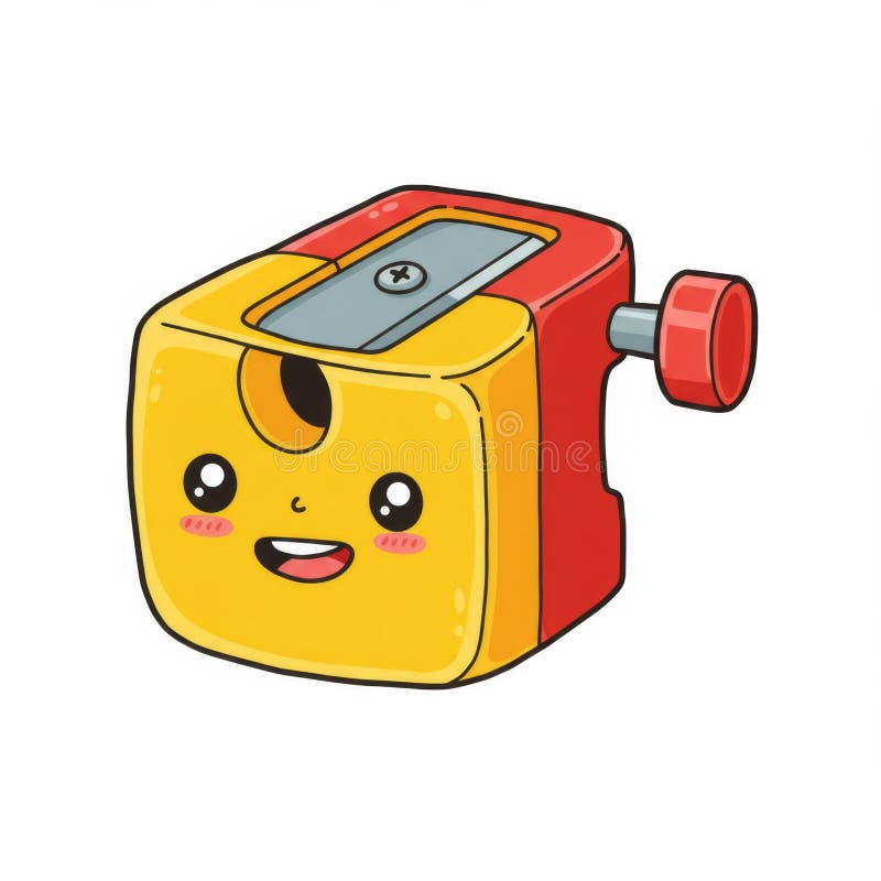 Cute Yellow and Red Cartoon Pencil Sharpener Stock Illustration ...