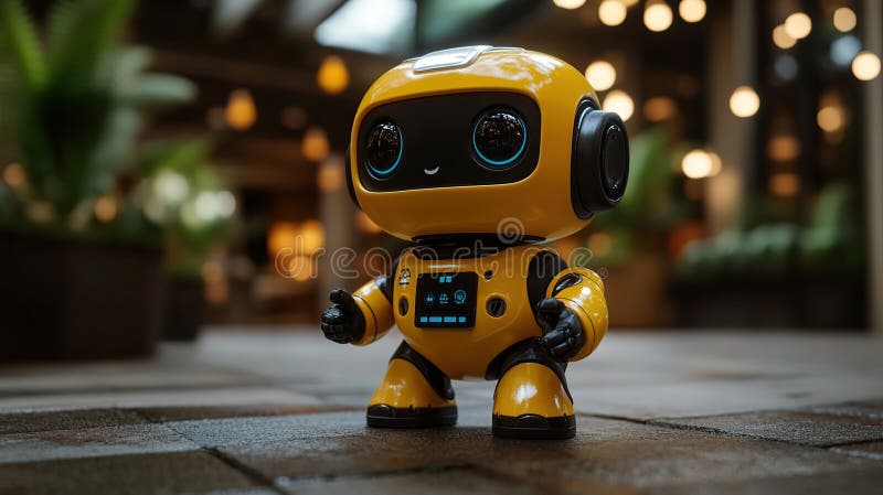 Cute Yellow Robot, Friendly and Interactive Stock Illustration ...