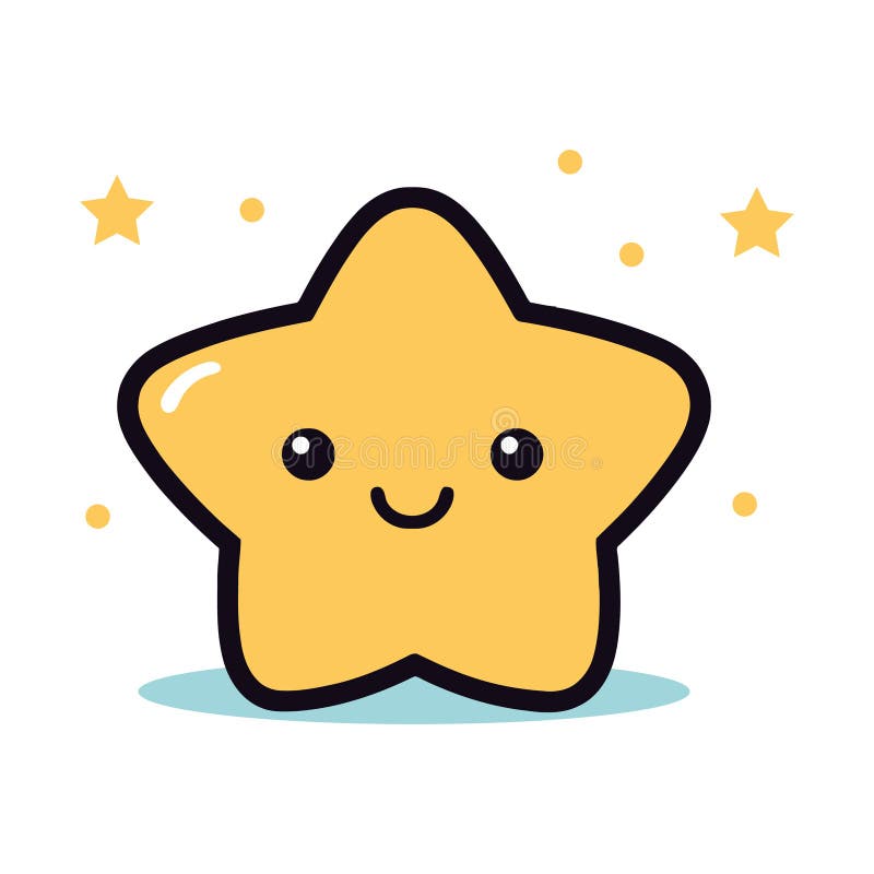 Cute Star in Cartoon Style Isolated on White Background. Vector ...