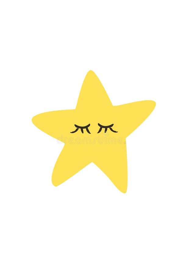 Cute Yellow Star with Closed Eyes Stock Illustration - Illustration of ...