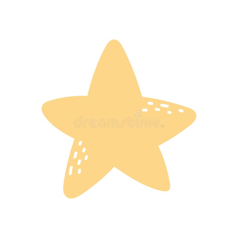 Cute Yellow Star Vector Illustration in Flat and Doodle Style. Hand ...